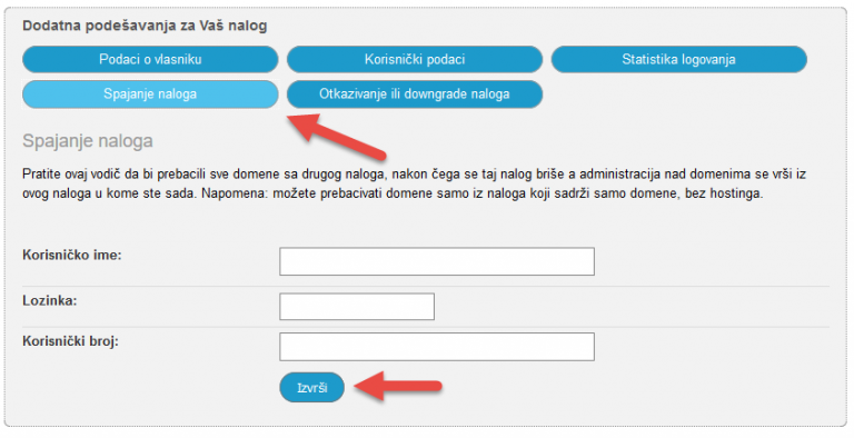 Spajanje naloga – Loopia baza znanja