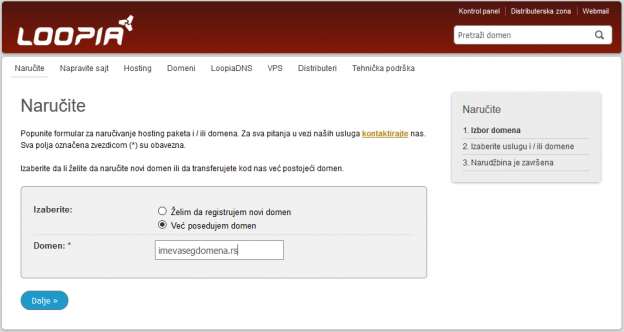 Hosting paket bez domena – Loopia baza znanja